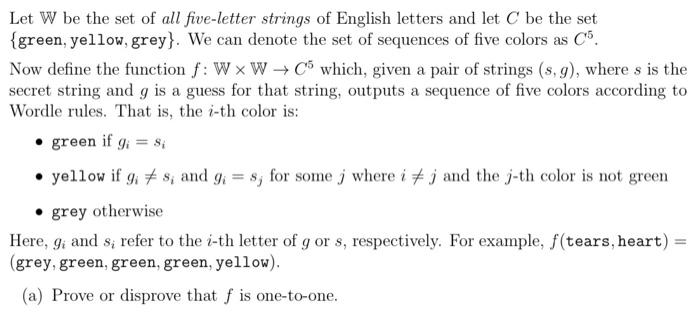 Solved Let W be the set of all five-letter strings of | Chegg.com