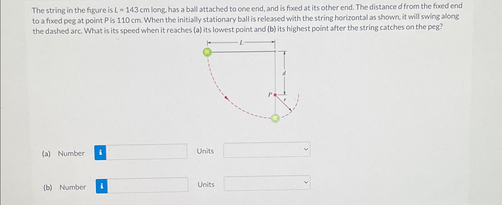 Solved The string in the figure is L=143cm ﻿long, has a ball | Chegg.com