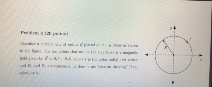 Solved Problem 4 (20 points) Consider a current ring of | Chegg.com