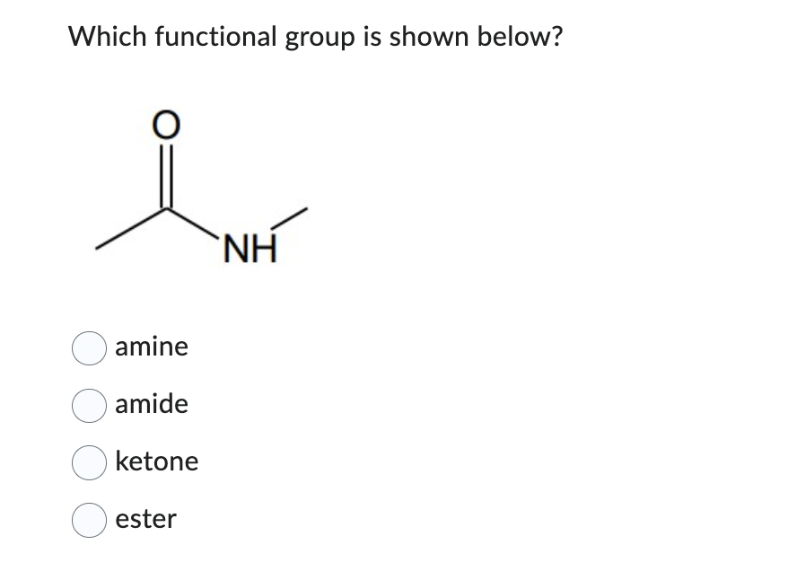 Solved Which functional group is shown below?A. ﻿ amineB. | Chegg.com