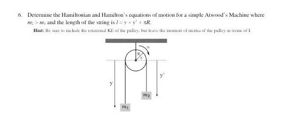 Solved 6. Determine the Hamiltonian and Hamilton's equations | Chegg.com