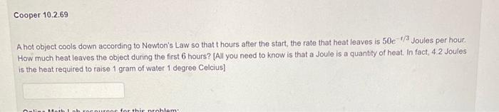 Solved A hot object cools down according to Newton's Law so | Chegg.com