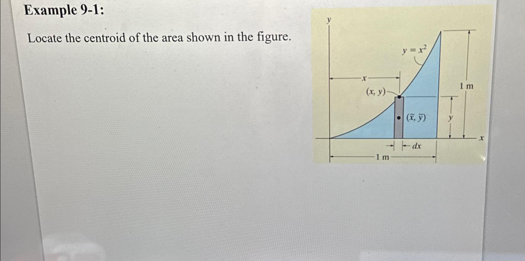 Solved Example 9-1:Locate the centroid of the area shown in | Chegg.com