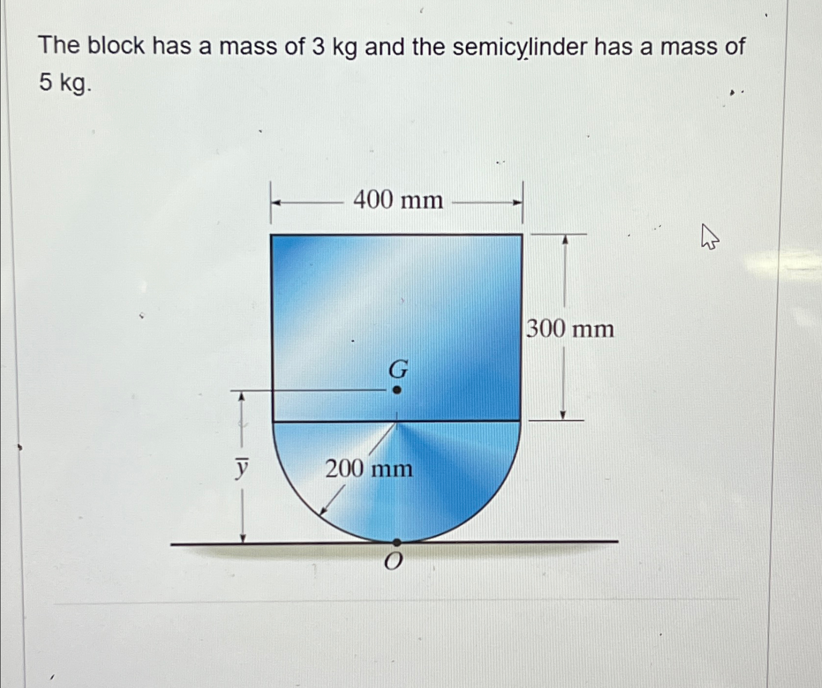 The block has a mass of 3kg ﻿and the semicylinder has | Chegg.com