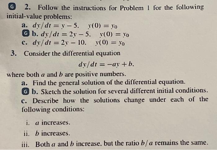 Solved 1. Solve each of the following initial value problems | Chegg.com