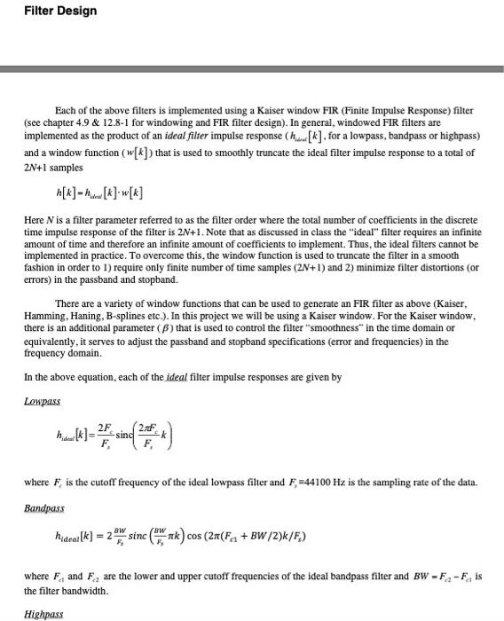 Solved Digital Audio Equalizer The goal of this project is | Chegg.com