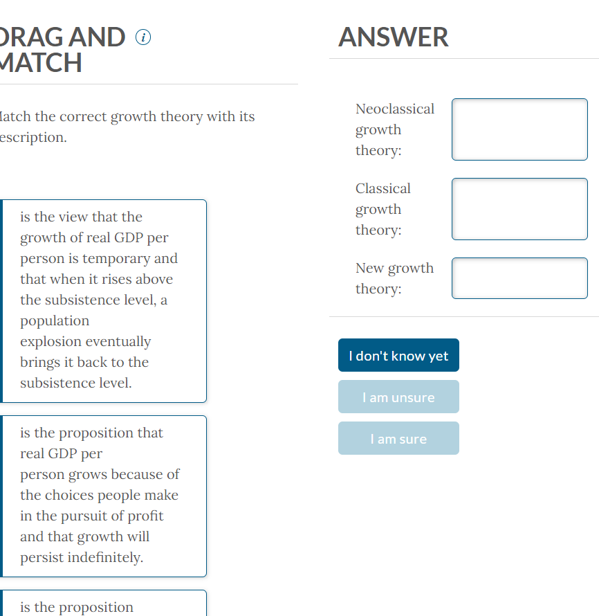 Solved RAG AND(i)ANSWERlatch the correct growth theory with | Chegg.com