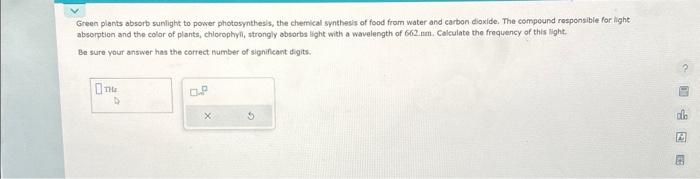 Solved Green plants absorb sunlight to poser photosynthesis, | Chegg.com
