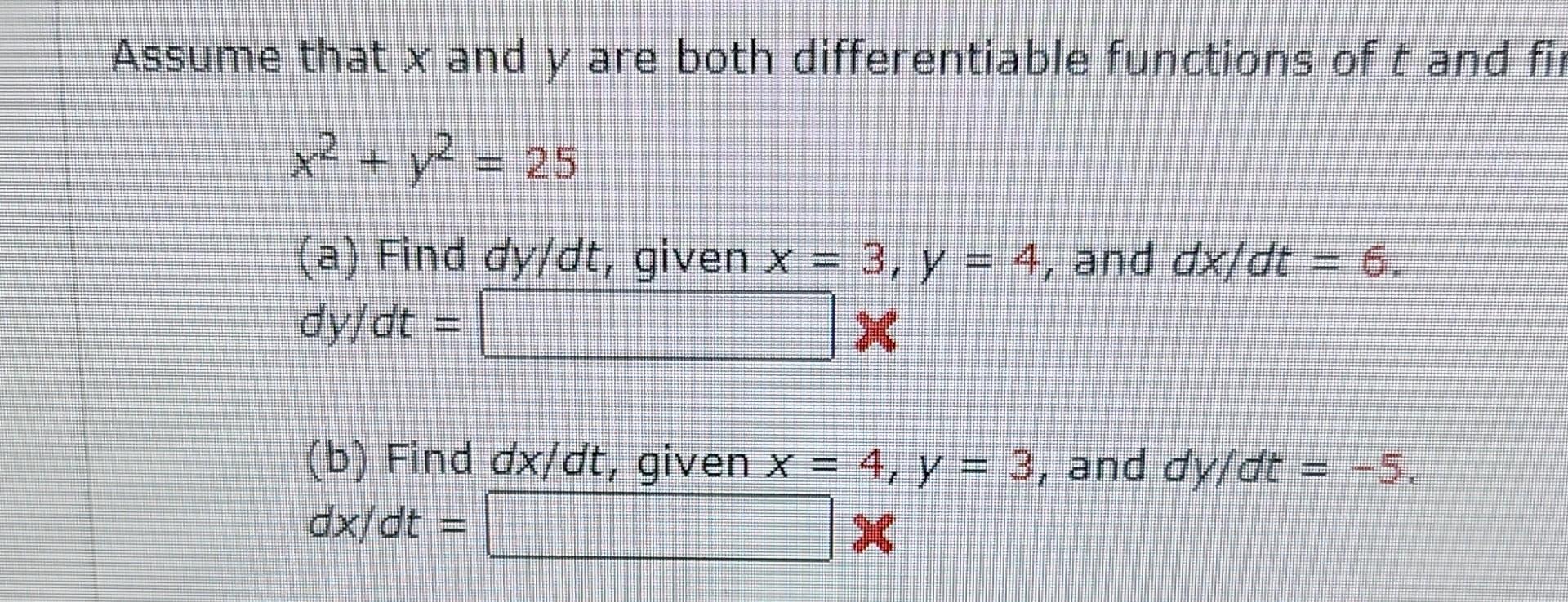 Solved Assume that x and y are both differentiable functions | Chegg.com