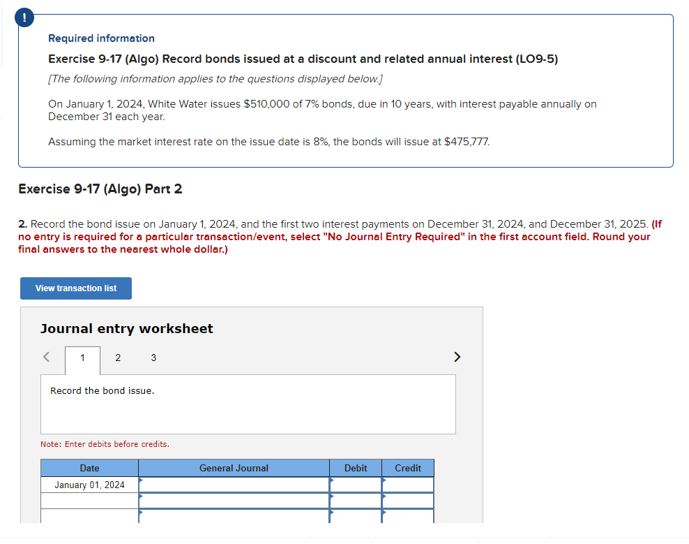 Solved Required informationExercise 9-17 (Algo) ﻿Record | Chegg.com