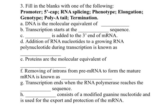 Solved 3. Fill in the blanks with one of the following: | Chegg.com