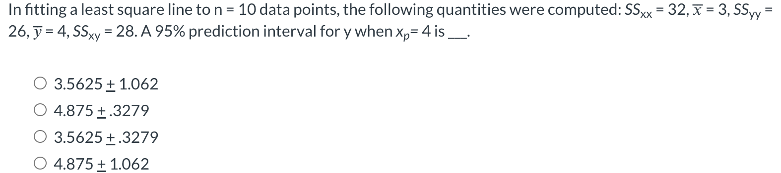 Solved In fitting a least square line to n = 10 ﻿data | Chegg.com