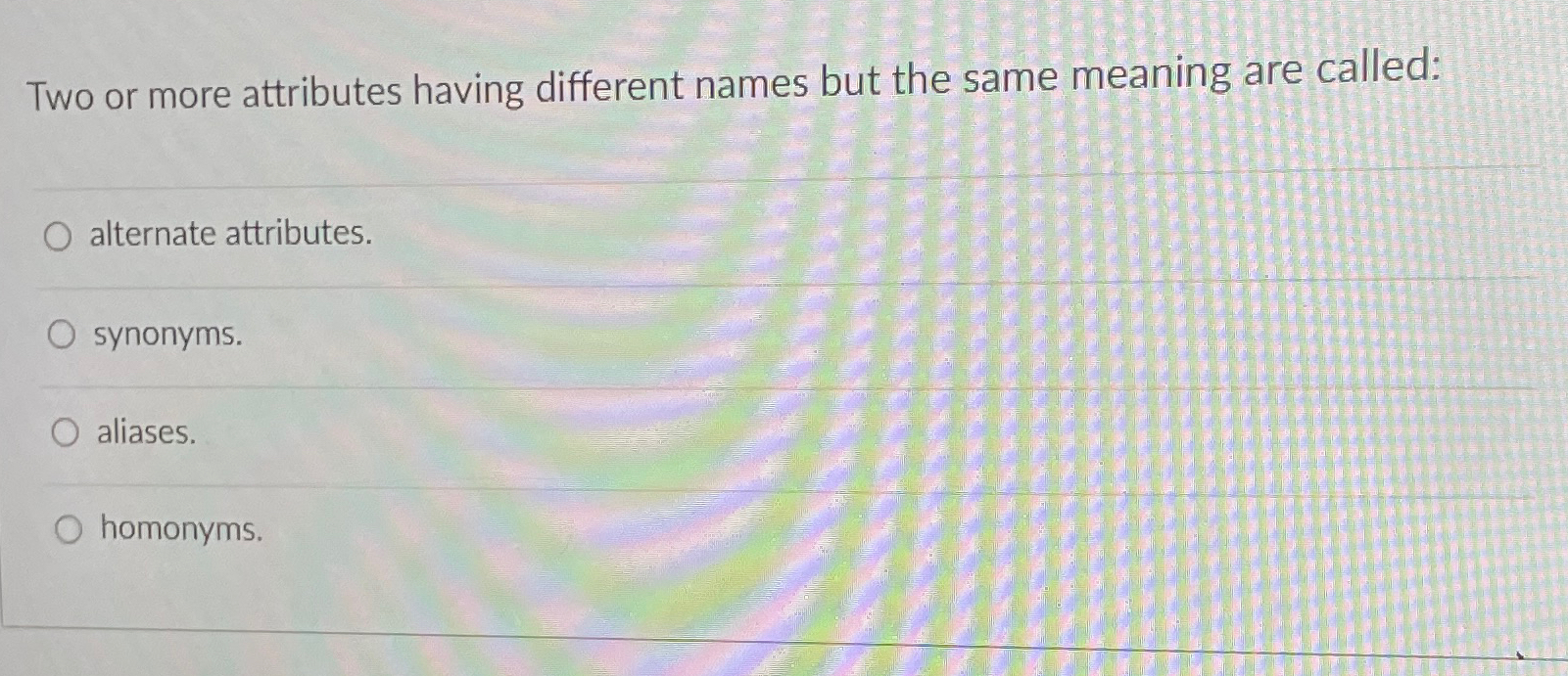 Solved Two or more attributes having different names but the | Chegg.com