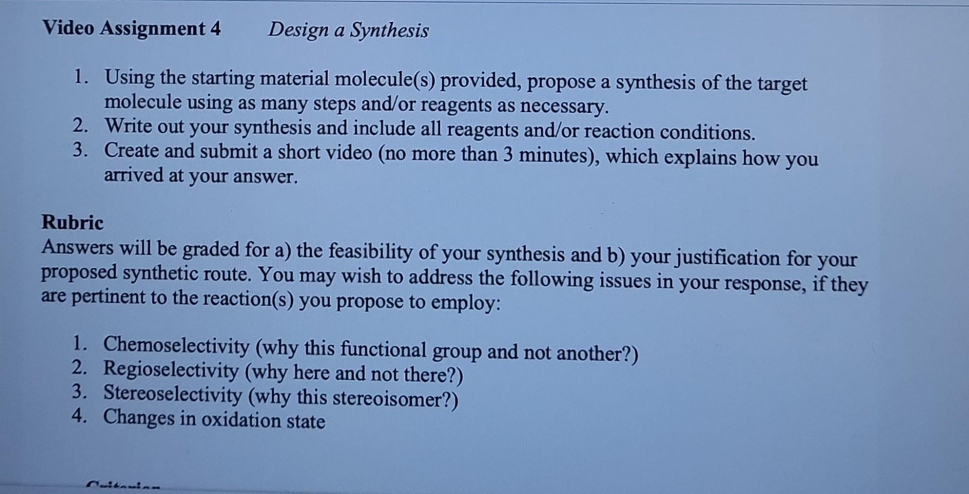 Solved Video Assignment 4 Design a Synthesis 1. Using the | Chegg.com