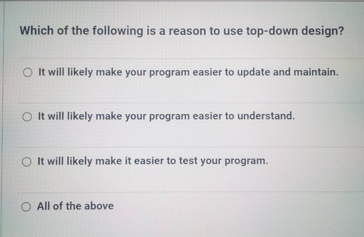 Solved Which of the following is a reason to use top-down | Chegg.com