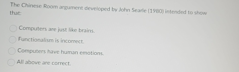 Solved The Chinese Room argument developed by John Searle | Chegg.com