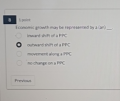 Solved 1 ﻿pointEconomic growth may be represented by a (an) | Chegg.com