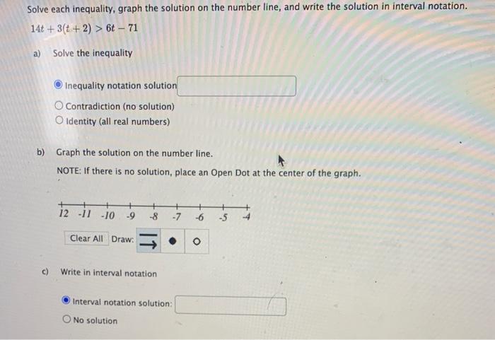 Solved Solve each inequality, graph the solution on the | Chegg.com