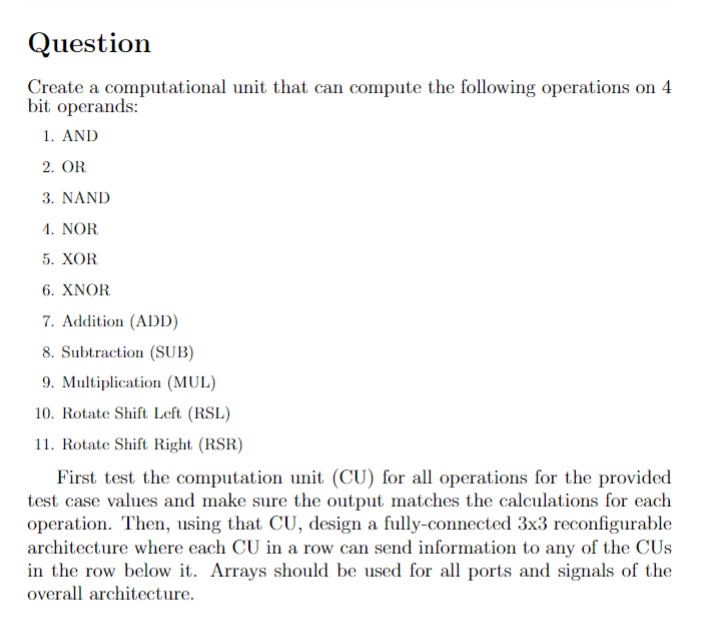 Solved QuestionCreate a computational unit that can compute | Chegg.com