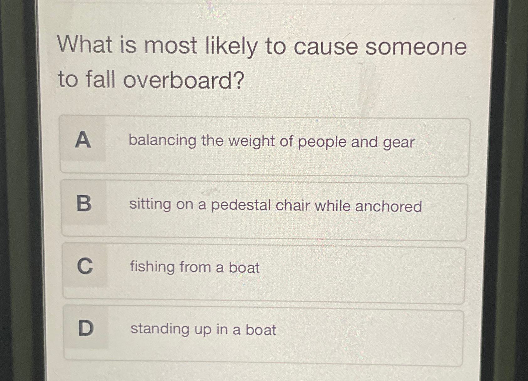 Solved What is most likely to cause someone to fall | Chegg.com