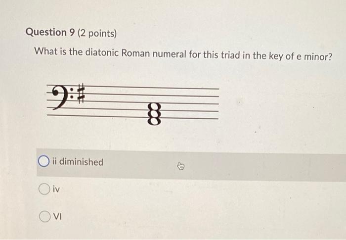 Solved Question 9 (2 points) What is the diatonic Roman | Chegg.com