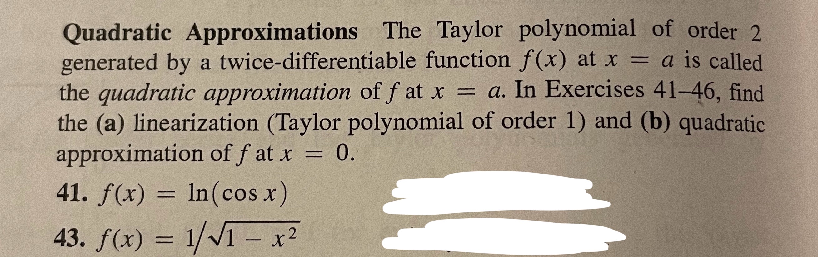 Solved Quadratic Approximations The Taylor polynomial of | Chegg.com