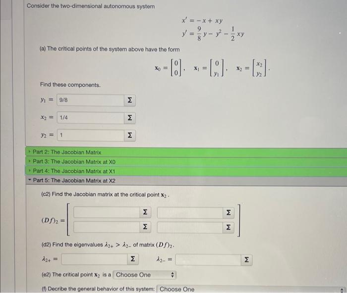 Solved Consider the two-dimensional autonomous system (a) | Chegg.com