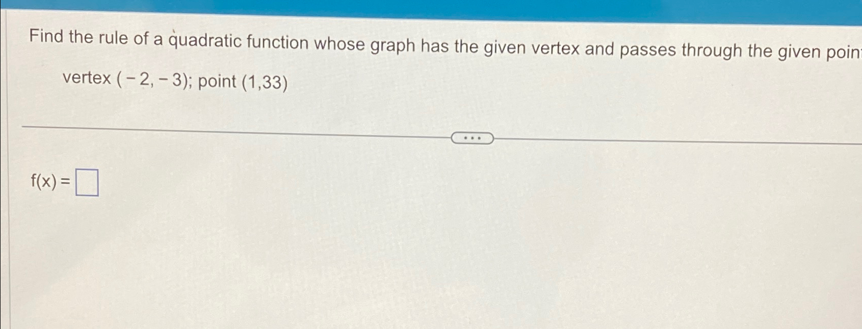 Solved Find the rule of a quadratic function whose graph has | Chegg.com