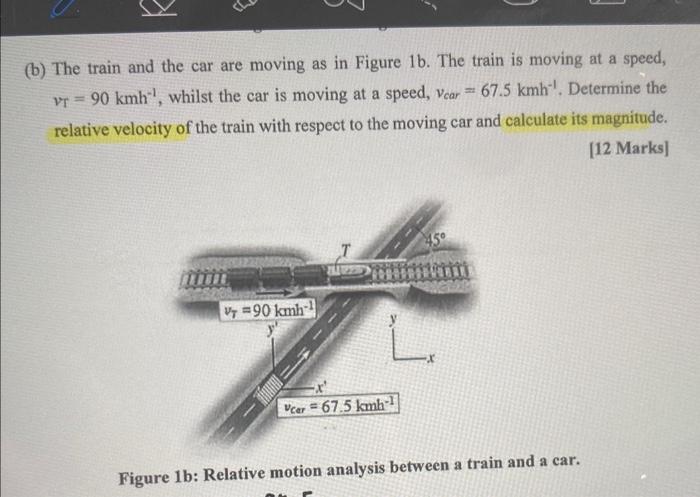 Solved (b) The train and the car are moving as in Figure 1b. | Chegg.com