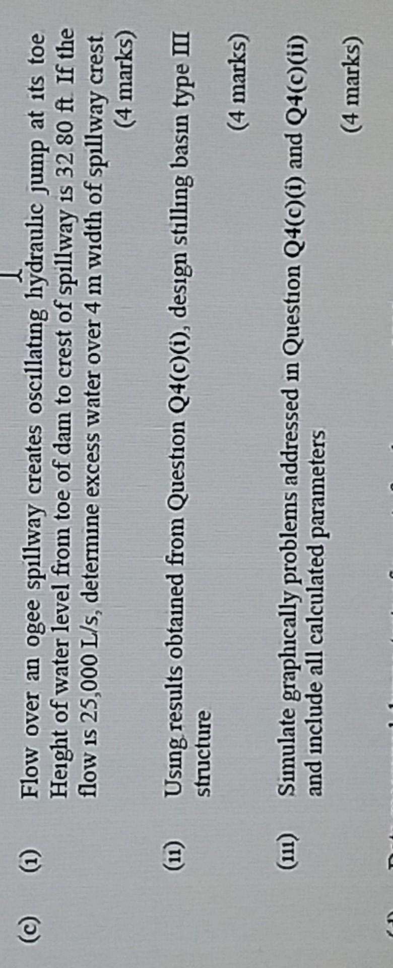 Solved (c) (1) Flow over an ogee spillway creates | Chegg.com