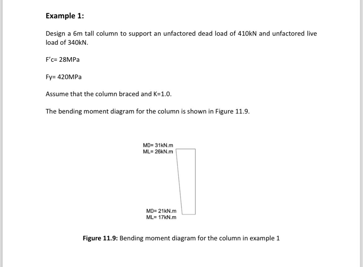 Solved Example 1:\\nDesign a 6m tall column to support an | Chegg.com