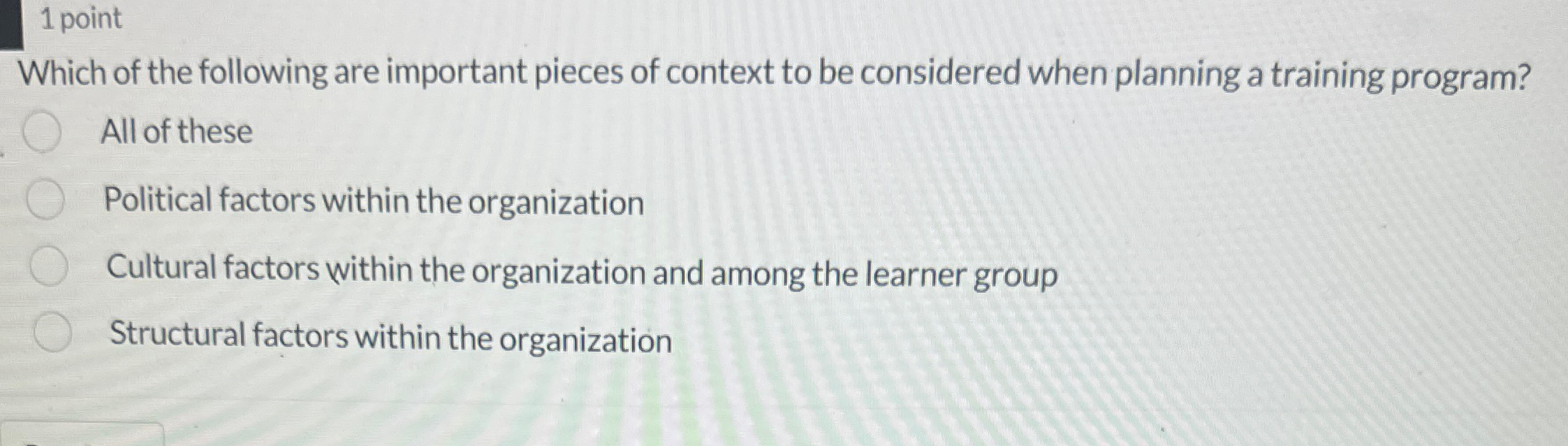 Solved 1 ﻿pointWhich of the following are important pieces | Chegg.com