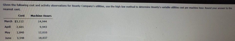 Solved Given the following cost and activity observations | Chegg.com