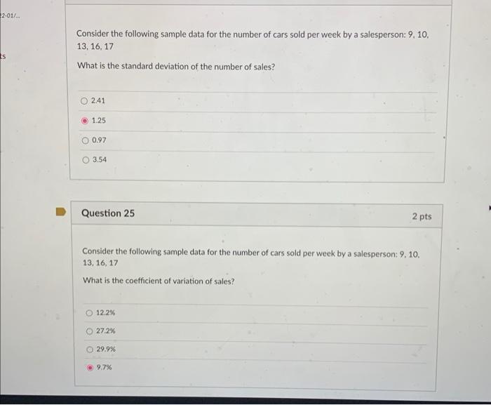 Solved Consider the following sample data for the number of | Chegg.com