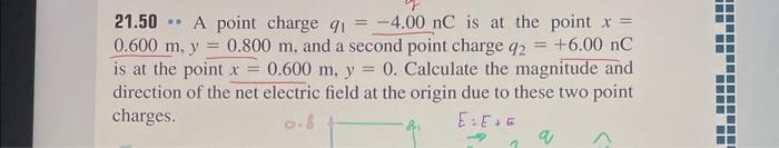 Solved 21.50⋯ A point charge q1=−4.00nC is at the point x= | Chegg.com