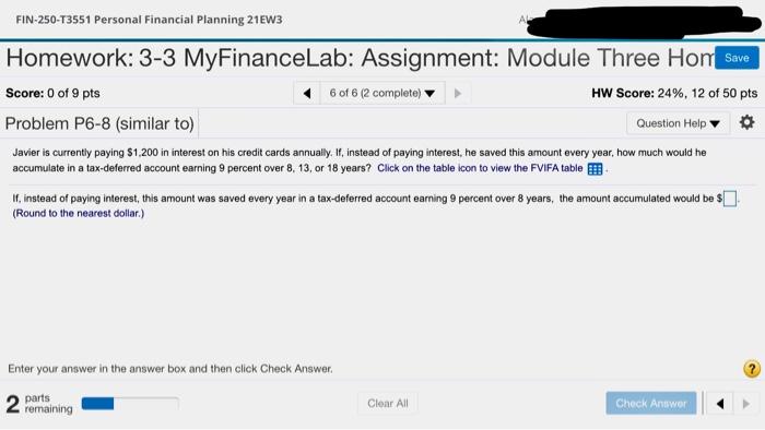 Solved FIN-250-T3551 Personal Financial Planning 21EW3 | Chegg.com