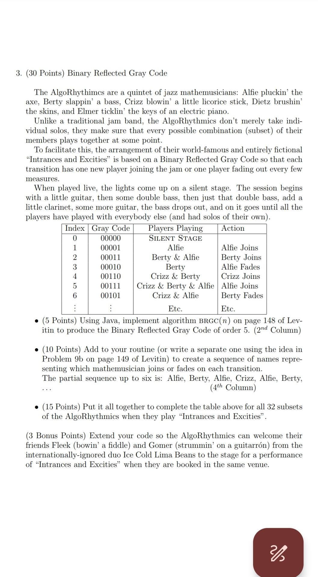 Solved 3. (30 Points) Binary Reflected Gray Code The | Chegg.com