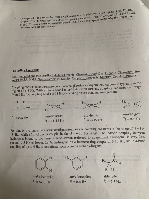 Solved compound with a molecular formula C Hus exhibits a C | Chegg.com