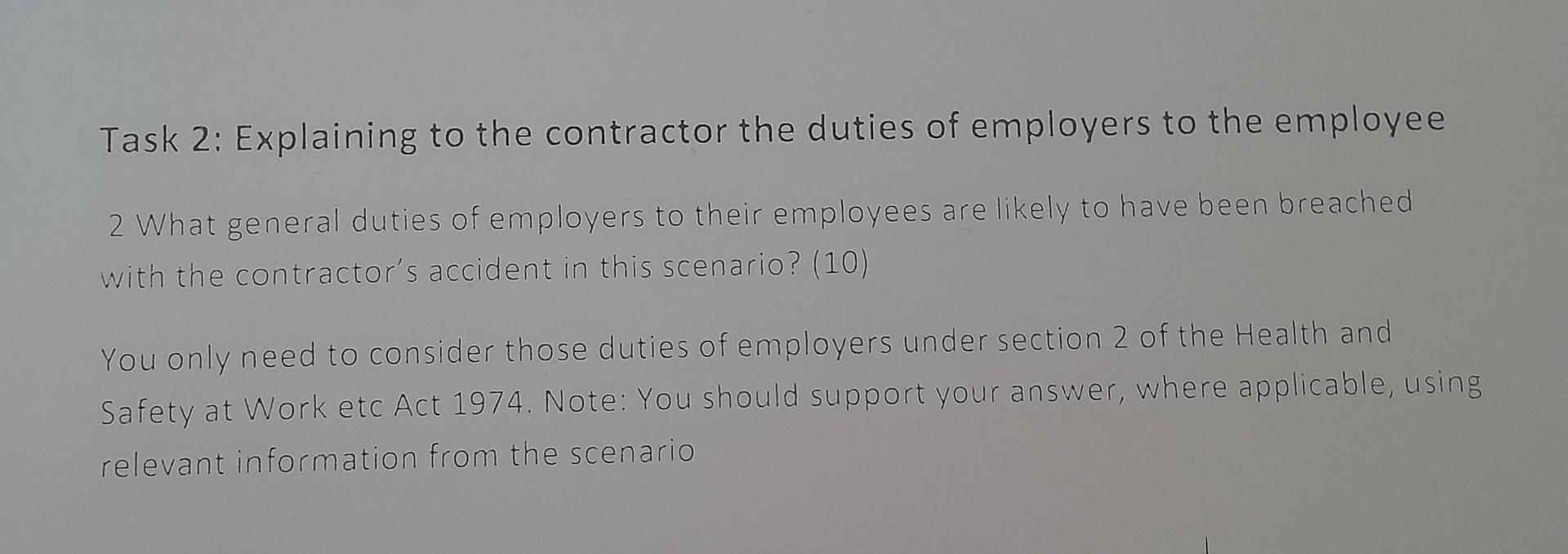 Solved Task 2: Explaining to the contractor the duties of | Chegg.com