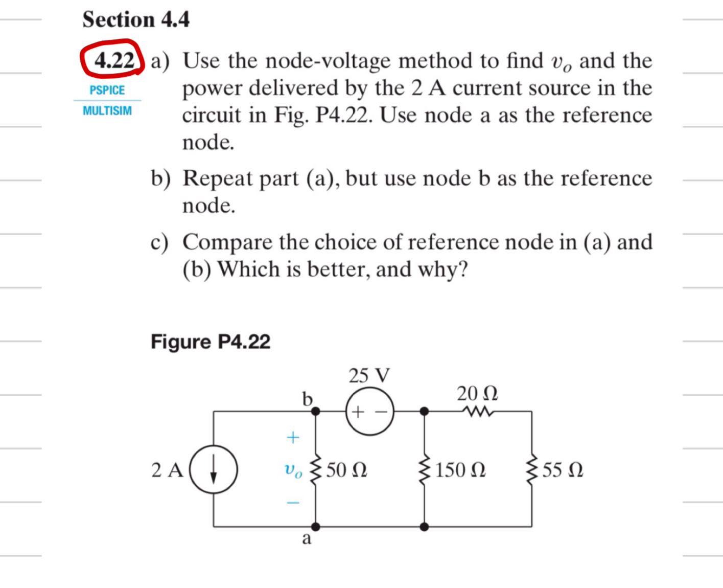 Solved Section 4.44.22a) ﻿Use the node-voltage method to | Chegg.com