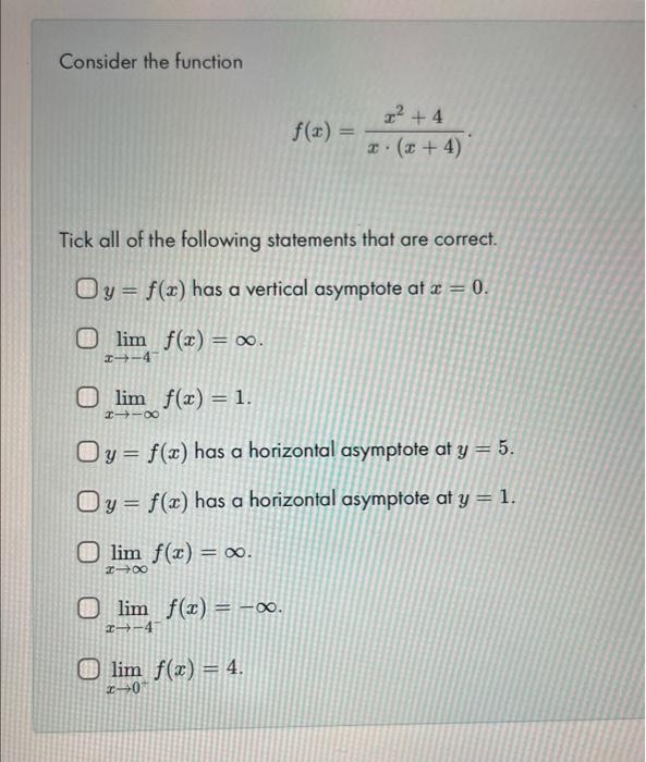 Solved Note: If a limit doesn't exist or a function volue is | Chegg.com