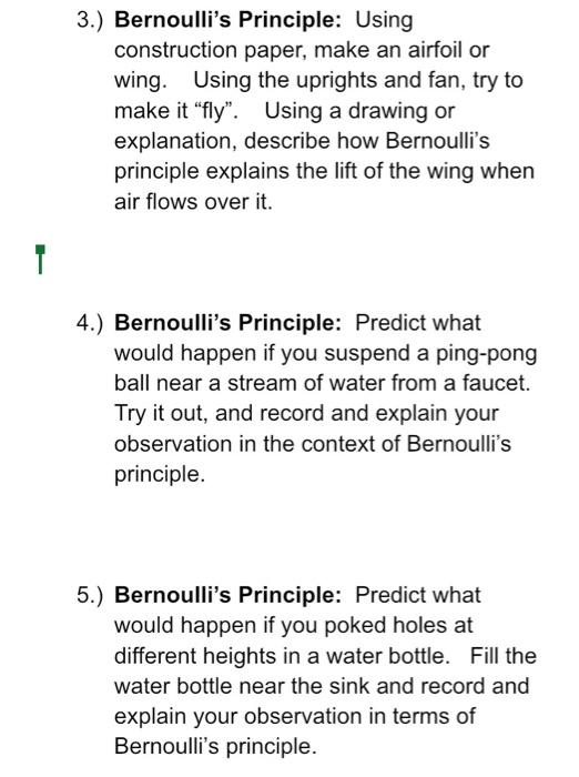 Solved 3.) Bernoulli's Principle: Using construction paper, | Chegg.com