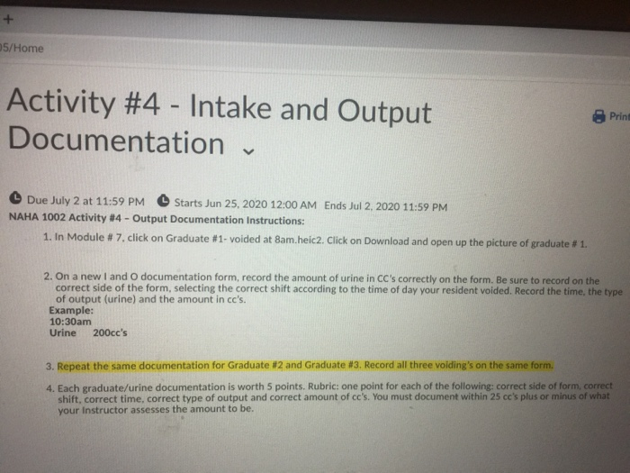5/Home Activity #4 - Intake and Output Documentation | Chegg.com