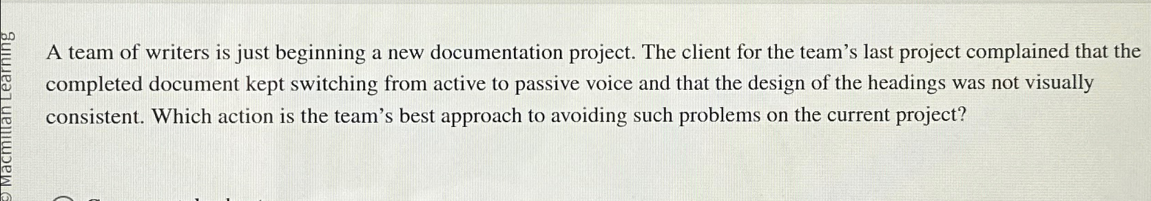 Solved A team of writers is just beginning a new | Chegg.com