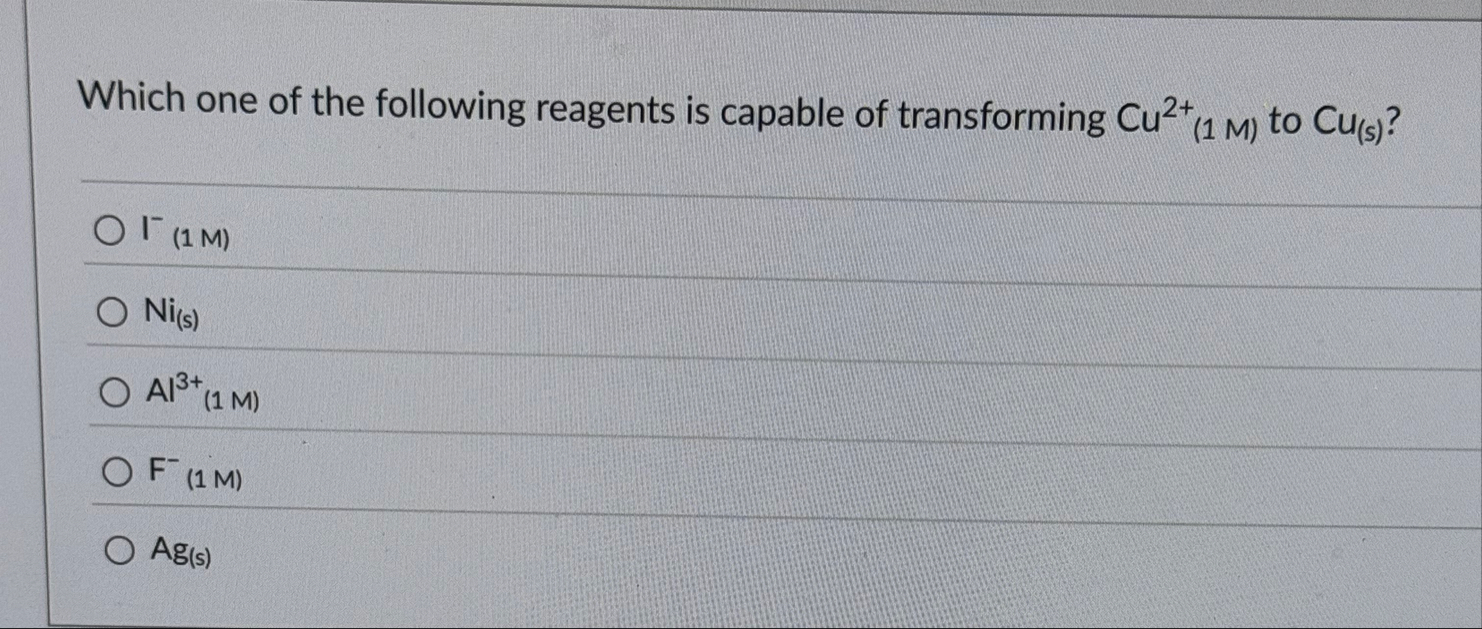 Solved Which one of the following reagents is capable of | Chegg.com
