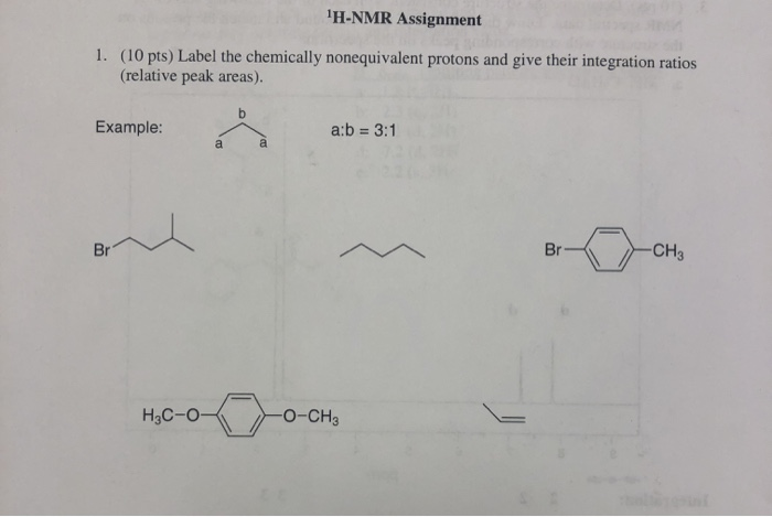 Solved 'H-NMR Assignment 1. (10 pts) Label the chemically | Chegg.com