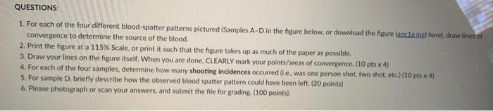 1. For each of the four different blood-spatter | Chegg.com