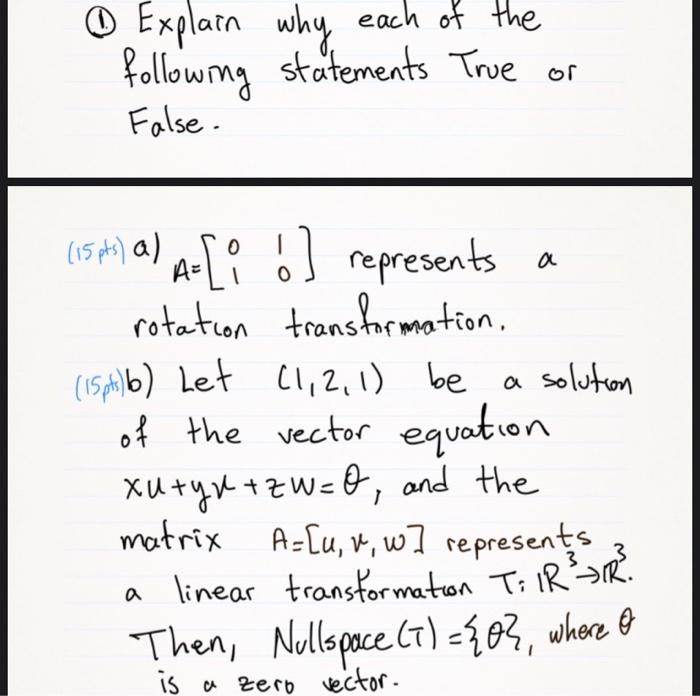 Solved 0 Explain why each of the following statements True | Chegg.com