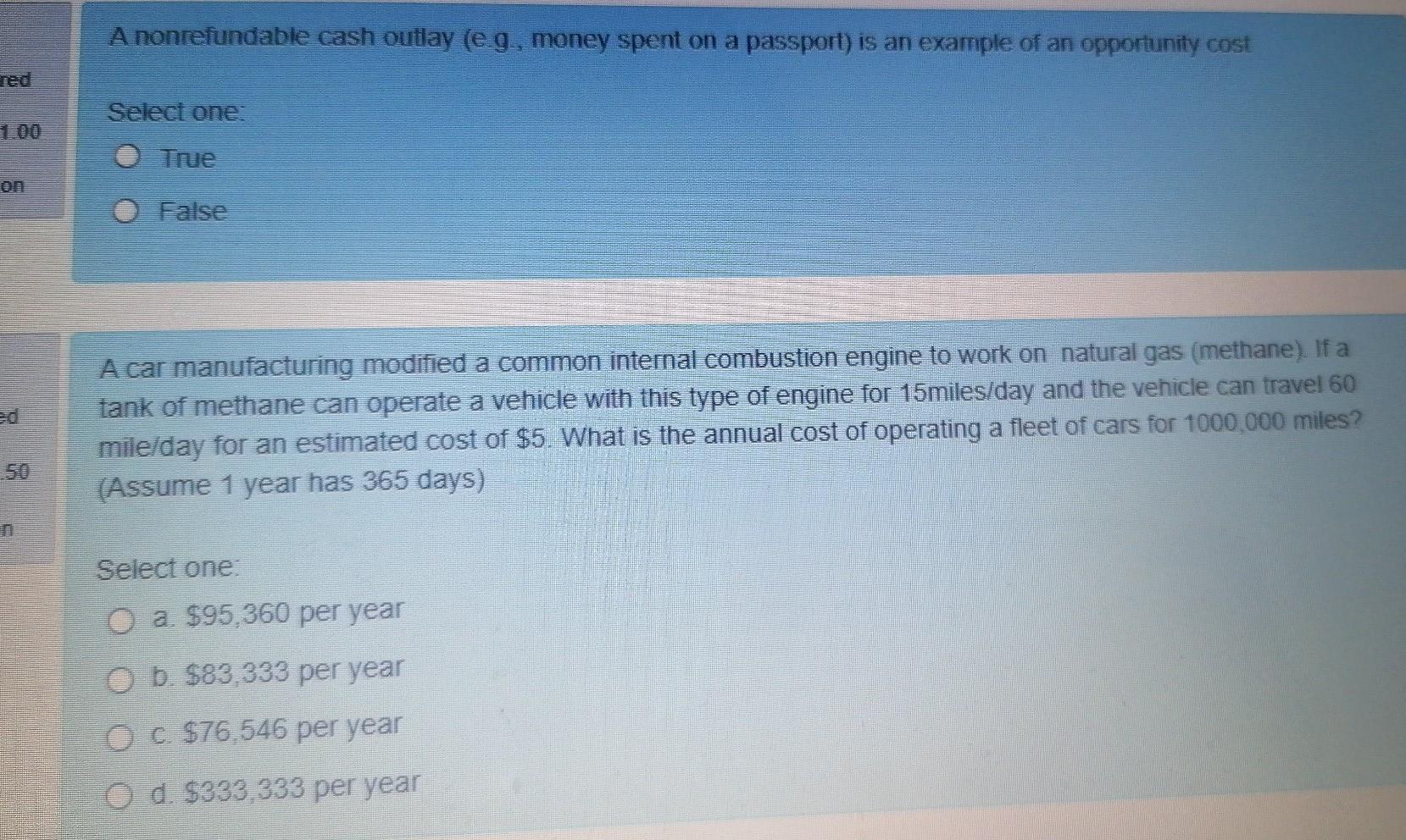Solved A nonrefundable cash outlay (eg., money spent on a | Chegg.com