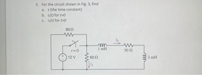 Solved 3. For the circuit shown in Fig. 3 , find a. τ (the | Chegg.com
